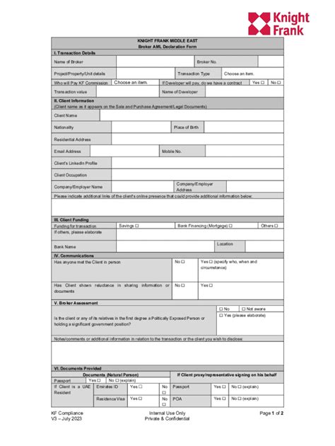 Fillable Online Prime Residential Broker Aml Declaration Form Individuals V3 Fax Email Print