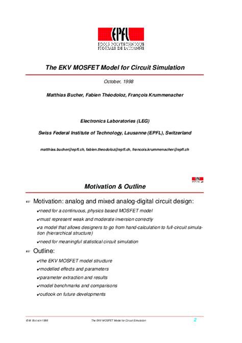 Pdf The Ekv Mosfet Model For Circuit Simulation