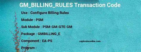 GM BILLING RULES SAP Tcode For Configure Billing Rules