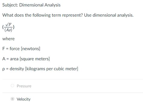 Solved Subject Dimensional Analysis What Does The Following
