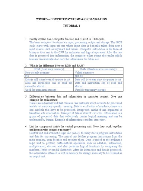 Tutorial 1 Pdf Computer Data Storage Central Processing Unit