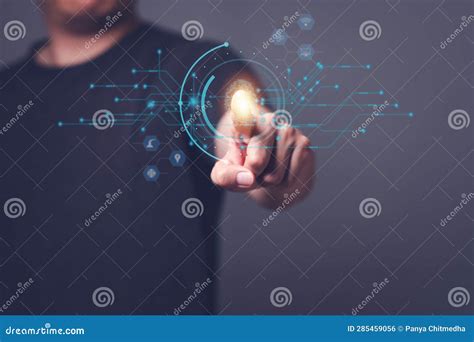 Man Scan Fingerprint Biometric Identity And Approval Secure Access Granted By Valid Fingerprint