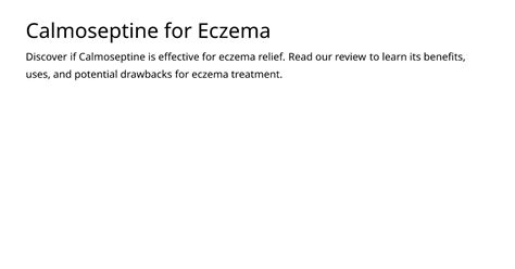 Calmoseptine For Eczema Meds Is