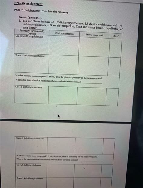 solved prelab assignment prior to the laboratory complete