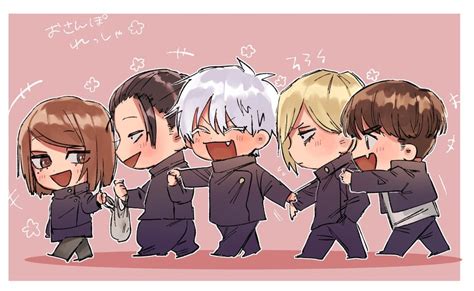 Gojou Satoru Nanami Kento Getou Suguru Ieiri Shoko And Haibara Yu Jujutsu Kaisen Drawn By