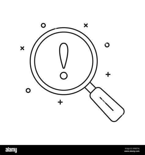 Black Thin Line Loupe With Exclamation Point Like Fraud Lineart Trend Modern Linear Logotype