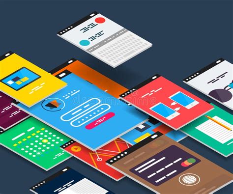 Vector Isometric Mobile App Ui Design Concept Stock Vector