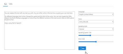 When Pressing Play On The Azure Text To Speech Browser App An Error