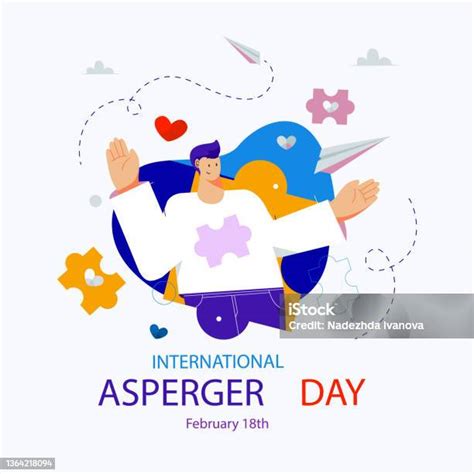 플랫 인터내셔널 아스퍼거 데이 일러스트 벡터 일러스트레이션 자폐증에 대한 스톡 벡터 아트 및 기타 이미지 자폐증 리본 4월 Istock