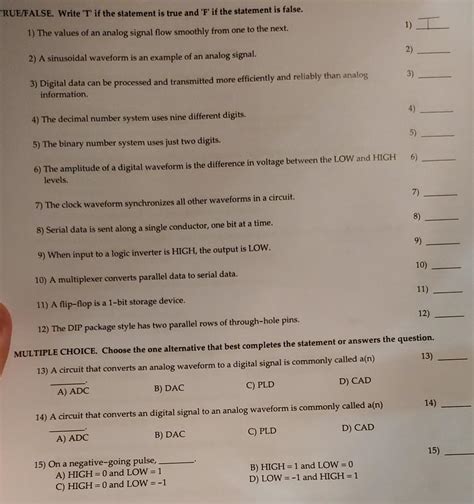 Solved True False Write T If The Statement Is True And