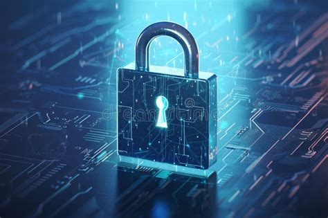 Tech Protection Padlock On Circuit Board Illustrating Cyber Security Concept Stock Illustration