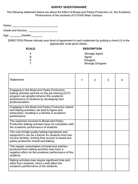 Survey Questionnaire Pdf