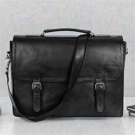 Mens Black Laptop Bag Briefcase Messenger Work Office Shoulder Bag Real