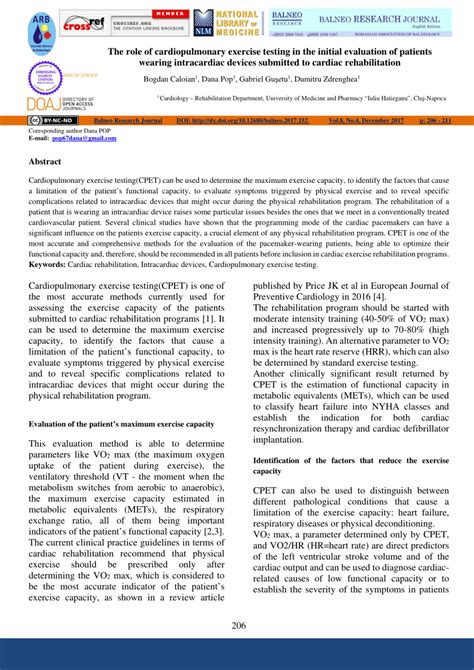 PDF The Role Of Cardiopulmonary Exercise Testing In The Initial Evaluation Of Patients Wearing