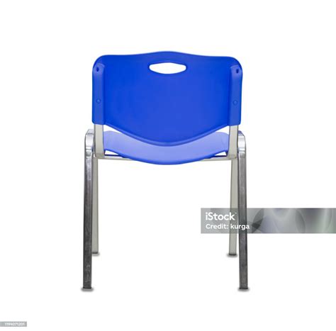 흰색 위에 고립 된 파란색 플라스틱에서 현대 사무실 의자의 뒷모습 0명에 대한 스톡 사진 및 기타 이미지 0명 가구 경영자 Istock