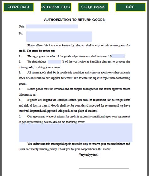 Return Goods Authorization Form Template Artofit