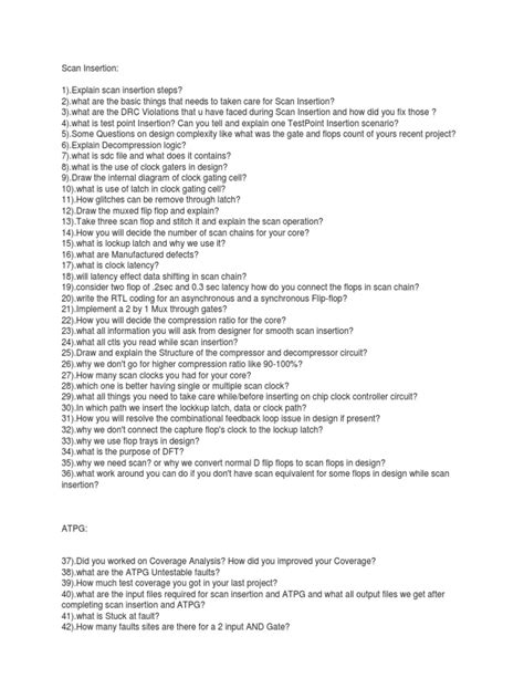 Dft Interview Questions Pdf Computer Engineering Electronic