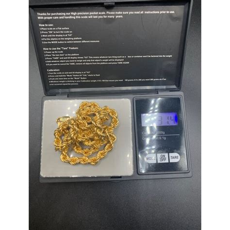 Gold Over Sterling Silver Twisted Rope Chain Necklace Gem