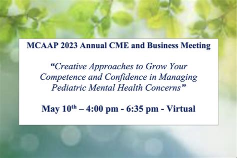 Mcaap Annual Cme And Business Meeting May 10th