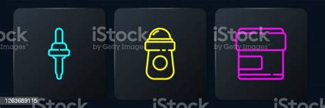 세트 라인 파이펫 크림 또는 로션 화장품 튜브와 발한 억제제 데오도란트 롤 검은 색 사각형 버튼 벡터 건강 검진에 대한 스톡 벡터 아트 및 기타 이미지 Istock