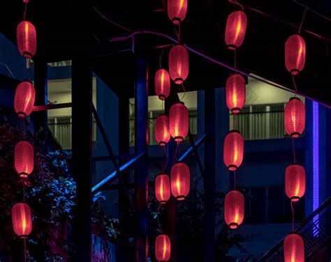 中国夜间有红灯的灯笼图片 包图网企业站