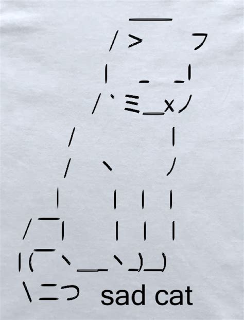 Sad Cat Emoji Ascii Art Cat T Shirt Etsy