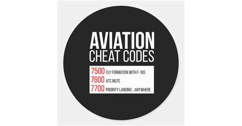 Aviation Cheat Codes Funny For Pilots And Atc Classic Round Sticker Zazzle