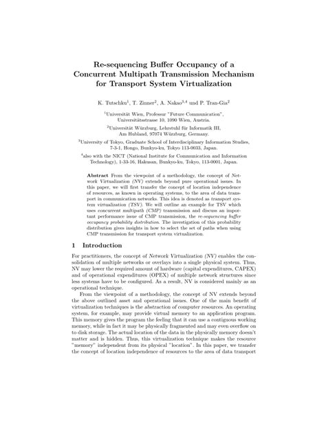 Pdf Re Sequencing Buffer Occupancy Of A Concurrent Multipath