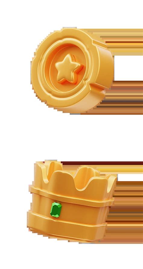 卡通三维立体icon图标金币皇冠blender模型源文件： 花瓣网