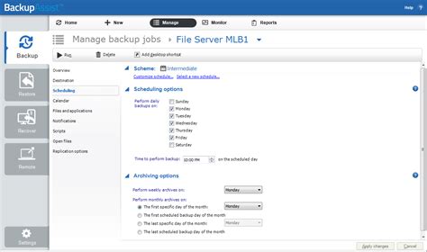 Backup Tab Backupassist