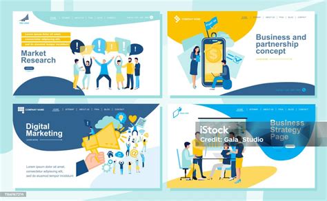 Seo 웹 디자인 Ui 개발 및 디지털 마케팅을 위한 방문 페이지 디자인 템플릿 세트입니다 비즈니스 및 파트너십 개념 성공 하이테크 기술 서명 문서 회사 정보의 분석 공부