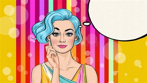 Pop Art Illustration Of Girl With The Speech Bubblepop Art Girl Party