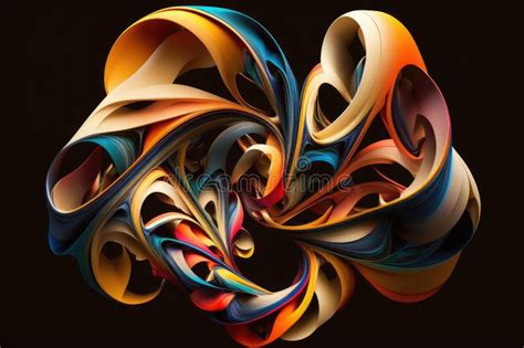 Abstract Multi Colored Geometric Shapes On A Black Background Generative Ai Stock Illustration
