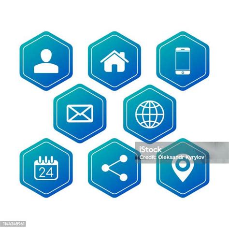 명함 웹 애플 리 케이 션에 대 한 육각형 연락처 통신 아이콘입니다 벡터 일러스트 레이 션 흰색 배경에 고립입니다 0명에 대한 스톡 벡터 아트 및 기타 이미지 Istock