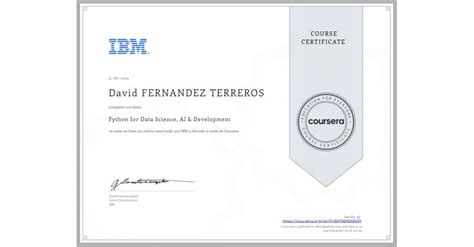David Fernández Terreros 陆大卫 On Linkedin Completion Certificate For Python For Data Science Ai
