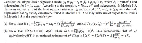 Solved Consider The Simple Linear Regression Model Yi Li