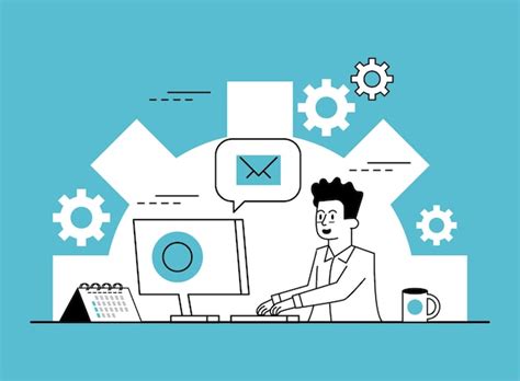 Premium Vector Man Using Desktop Tasking