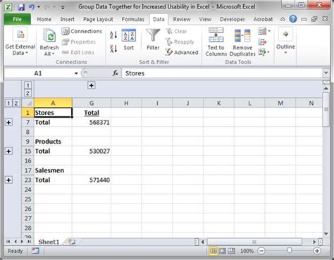 Group Data Together For Increased Readability In Excel