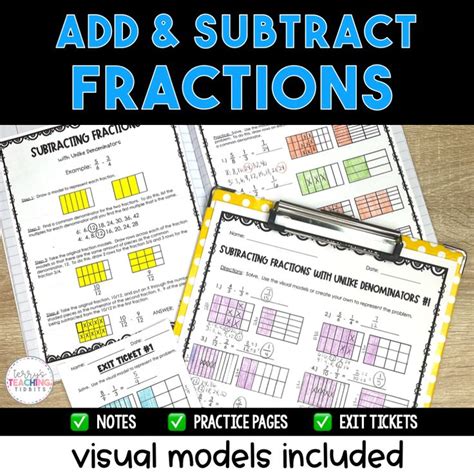 Add And Subtract Fractions Visual Models Included Printable In 2024