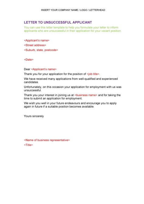 24 Amazing Rejection Letter Template RedlineSP