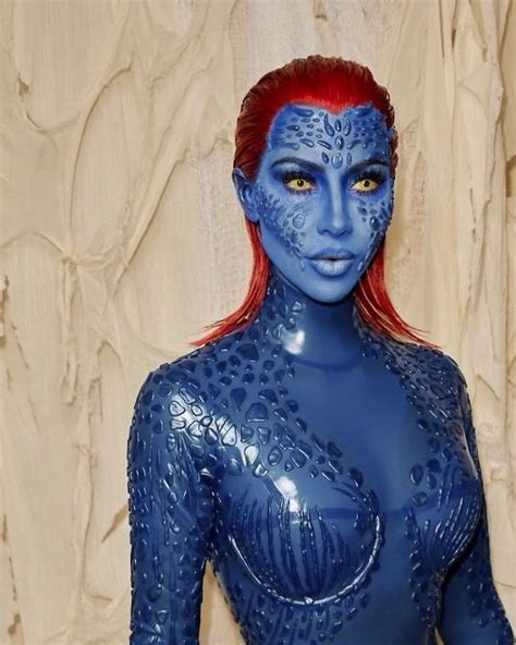 Kim Kardashian Cosplay Raven Mystique At Halloween Photos The Fappening