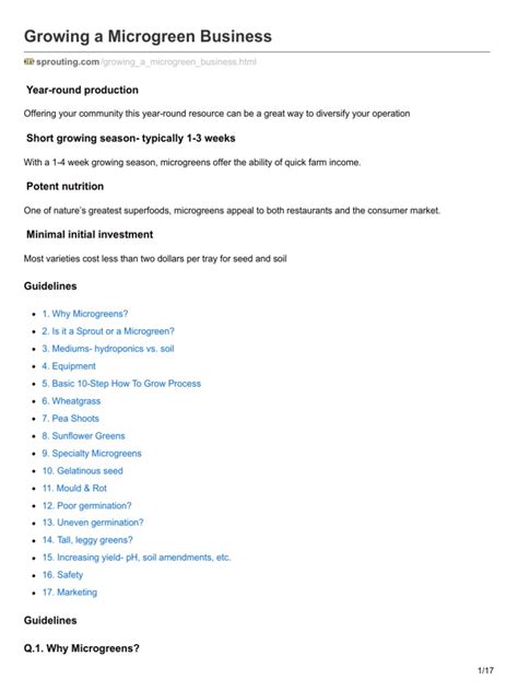 Growing A Microgreen Business Pdf Hydroponics Seed