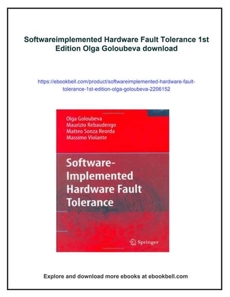 softwareimplemented hardware fault tolerance 1st edition olga goloubeva