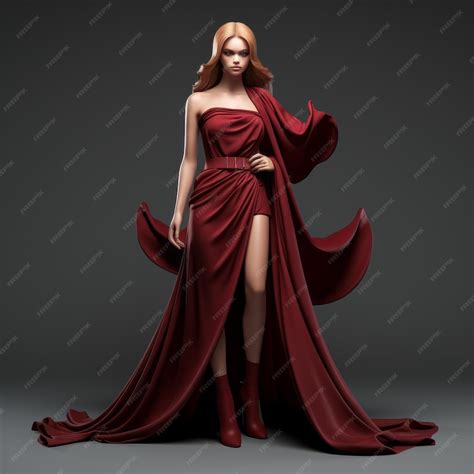 Premium Photo 3d Sofia Fashion Timeless Beauty In A Burgundy Dress
