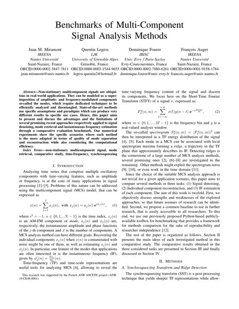 Pdf Benchmarks Of Multi Component Signal Analysis Methods