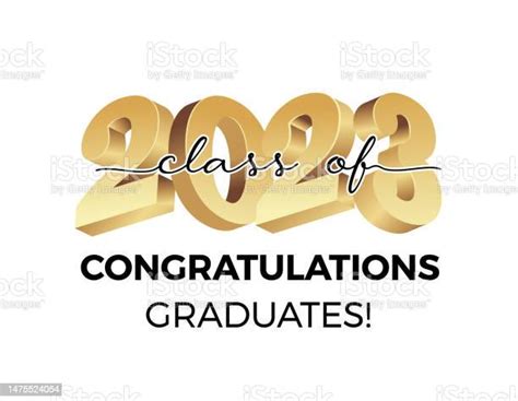 2023년 졸업 축하합니다 졸업생 골드 졸업 개념 3d 텍스트 플랫 스타일 벡터 일러스트 레이 션 2023년에 대한 스톡 벡터 아트 및 기타 이미지 Istock