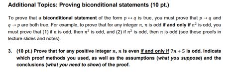 Solved Additional Topics Proving Biconditional Statements