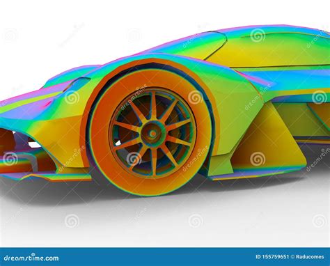 3d Rendering Super Car Finite Element Analysis Stock Illustration