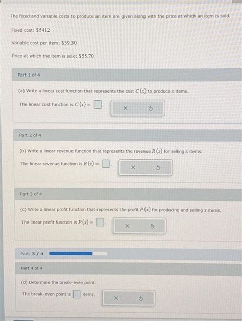 solved the fixed and variable costs to produce an item are