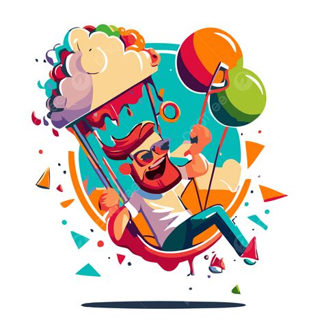 재미 벡터 풍선과 함께 화려한 타고 스티커 클립 아트 만화 남자 상표 클립 아트 Png 일러스트 및 벡터 에 대한 무료 다운로드 Pngtree